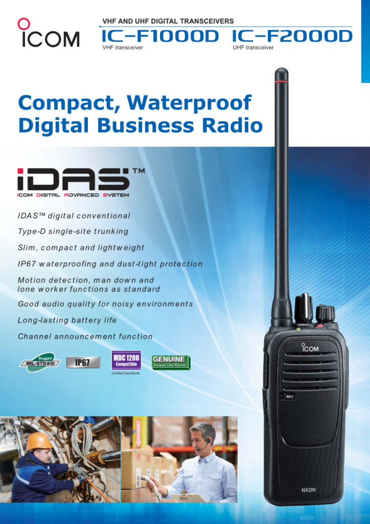 PORTATIL ICOM DIGITAL IC-F1000D IP67 SUMERGIBLE VHF/FM – SARRAF ...